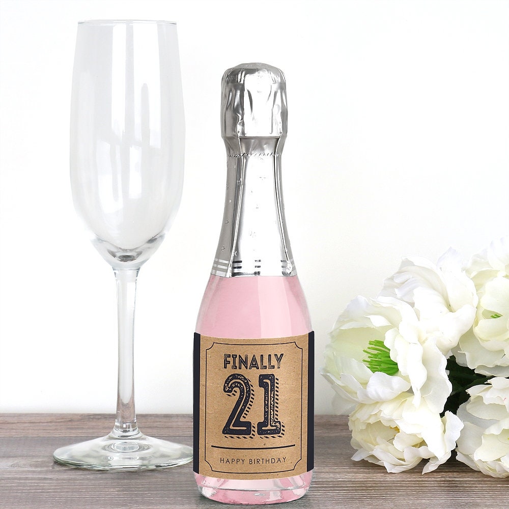 Finally 21 - 21st Birthday - Mini Wine and Champagne Bottle Label ...