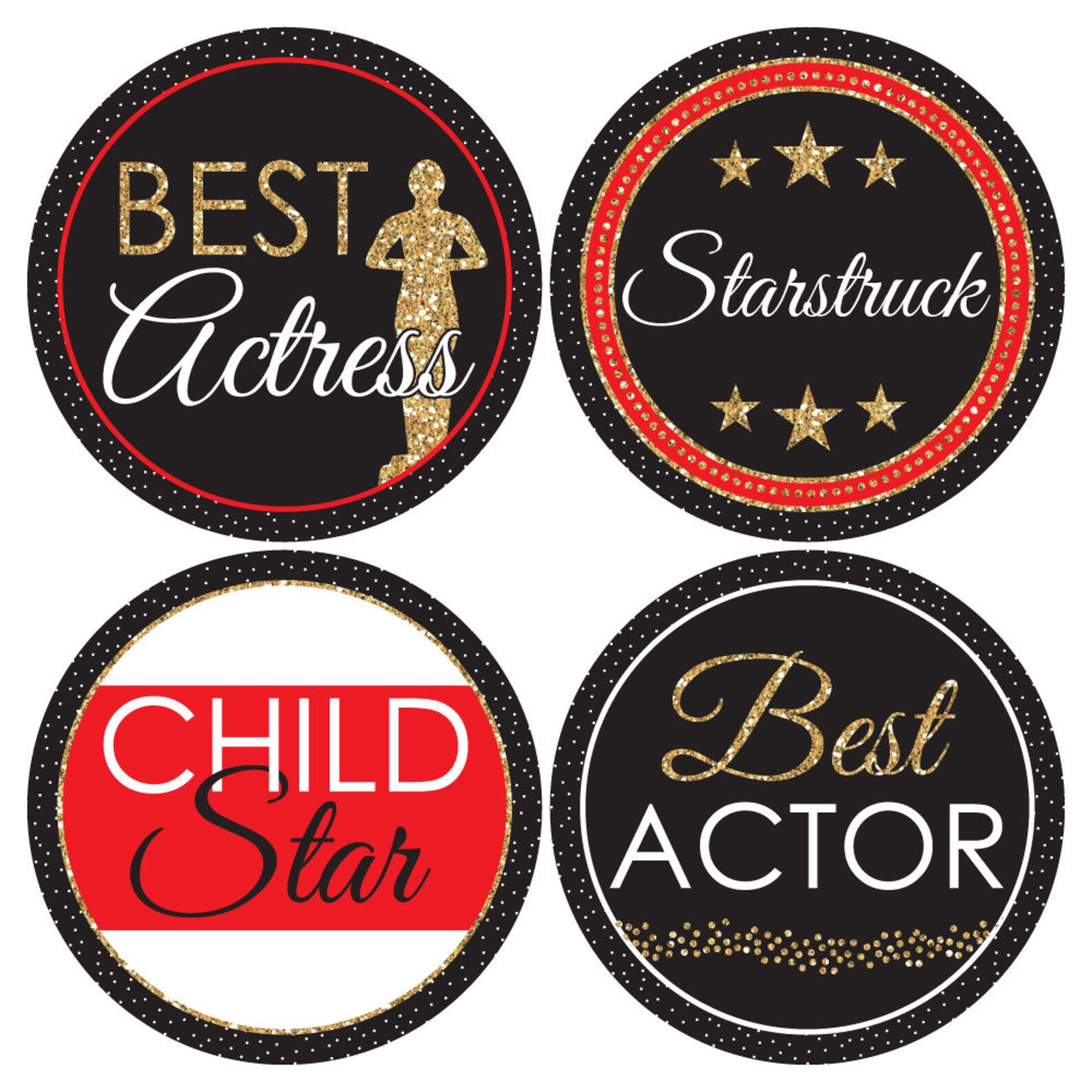 Red Carpet Hollywood Name Badges Funny Movie Night Party | Etsy