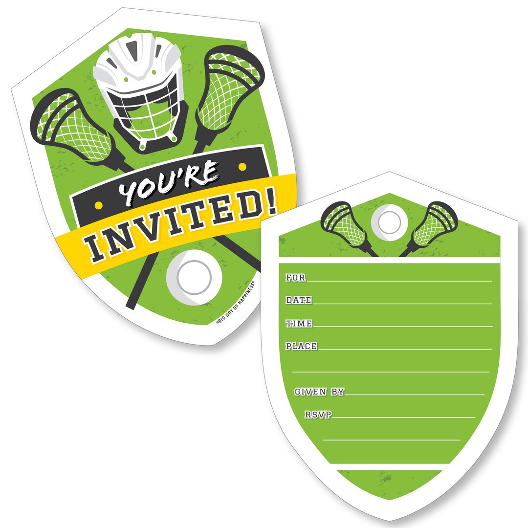 Lax to the Max - Lacrosse - Shaped Fill-in Invitations - Party ...