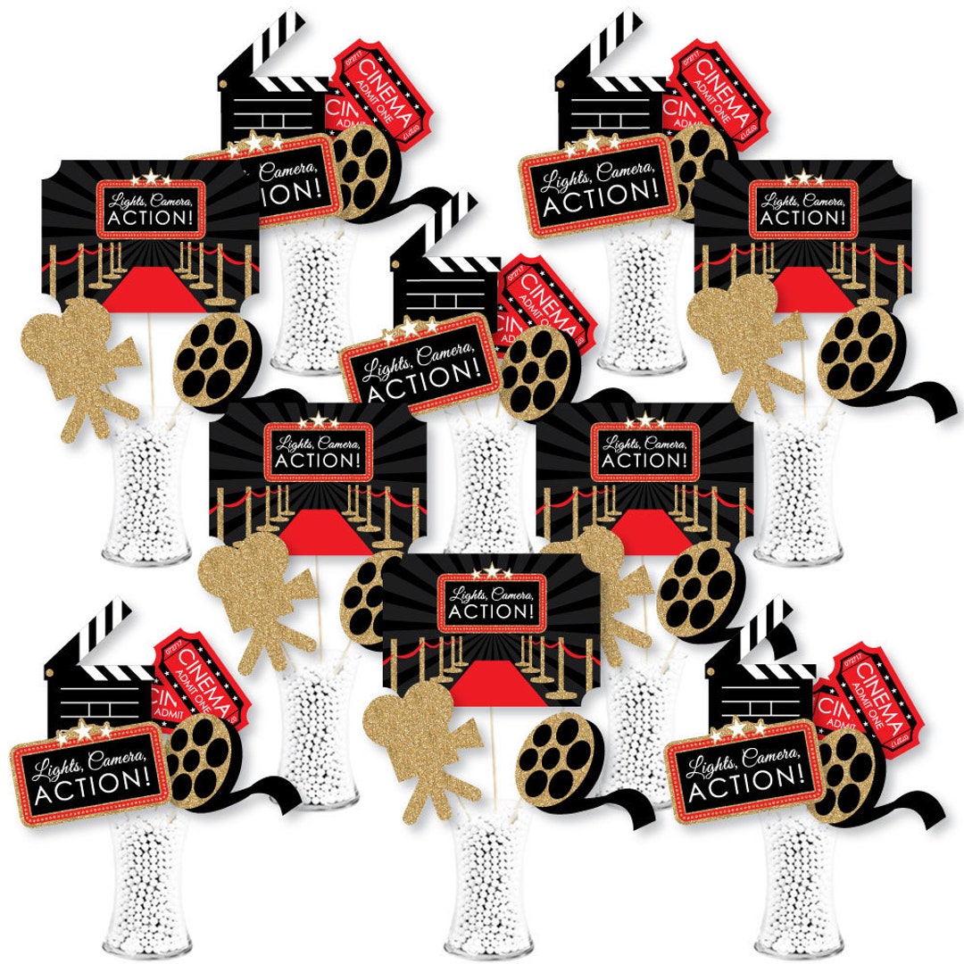 Red Carpet - Movie Night Party Centerpiece Sticks - Showstopper Table ...