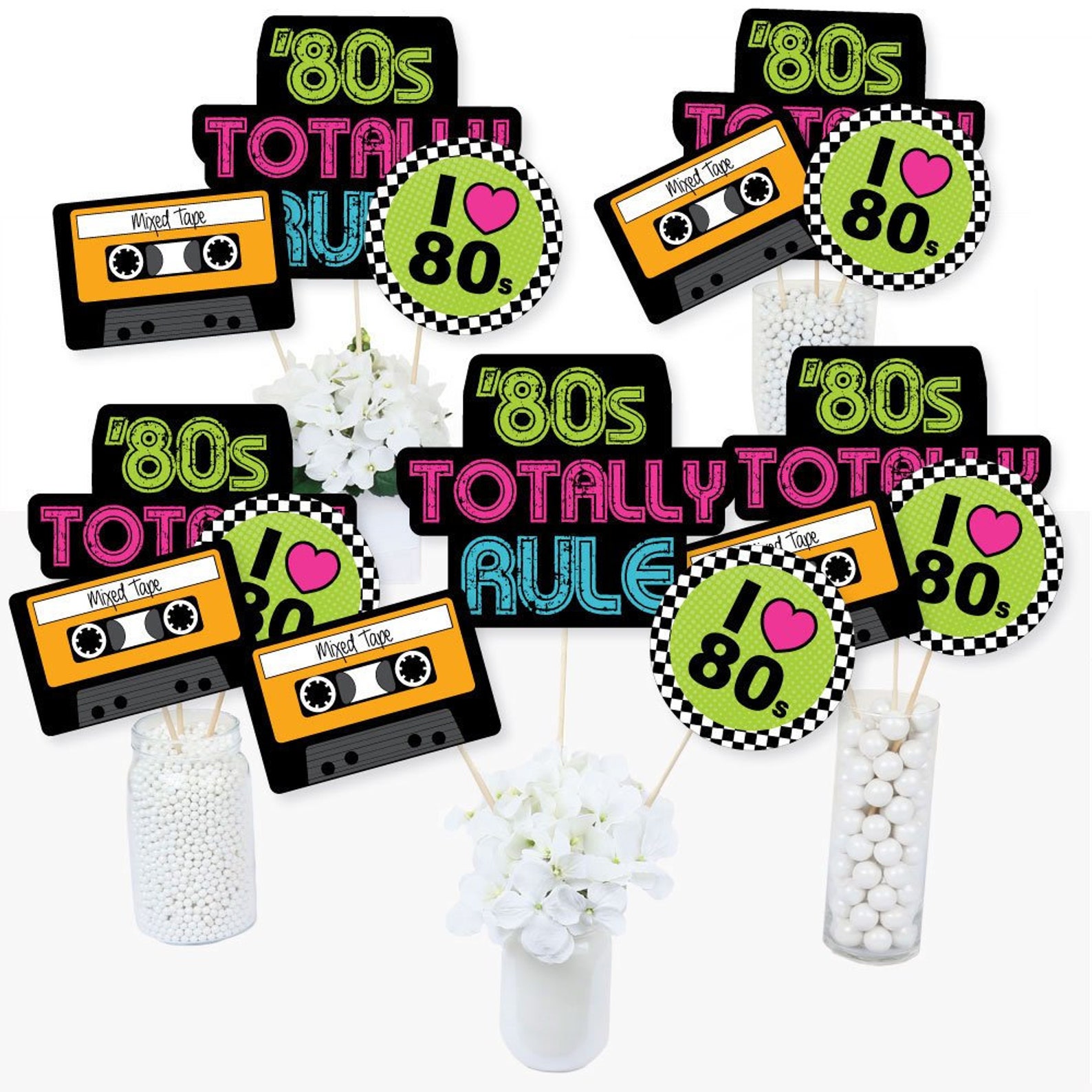 80's Retro - Centerpiece Sticks - 1980's Party Table Toppers - 80's ...