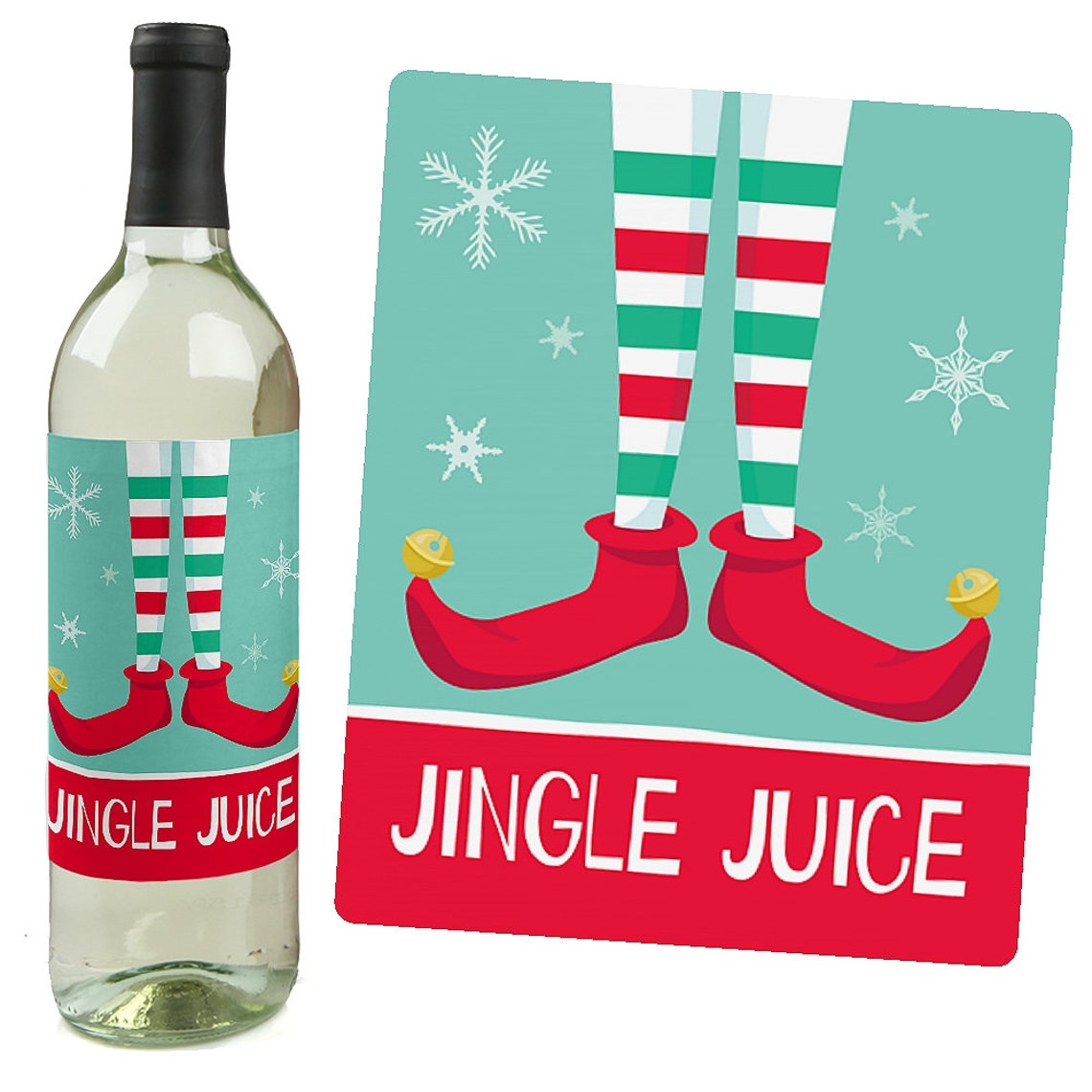 Elf Squad Holiday Wine Bottle Labels for Elf Christmas Party | Etsy