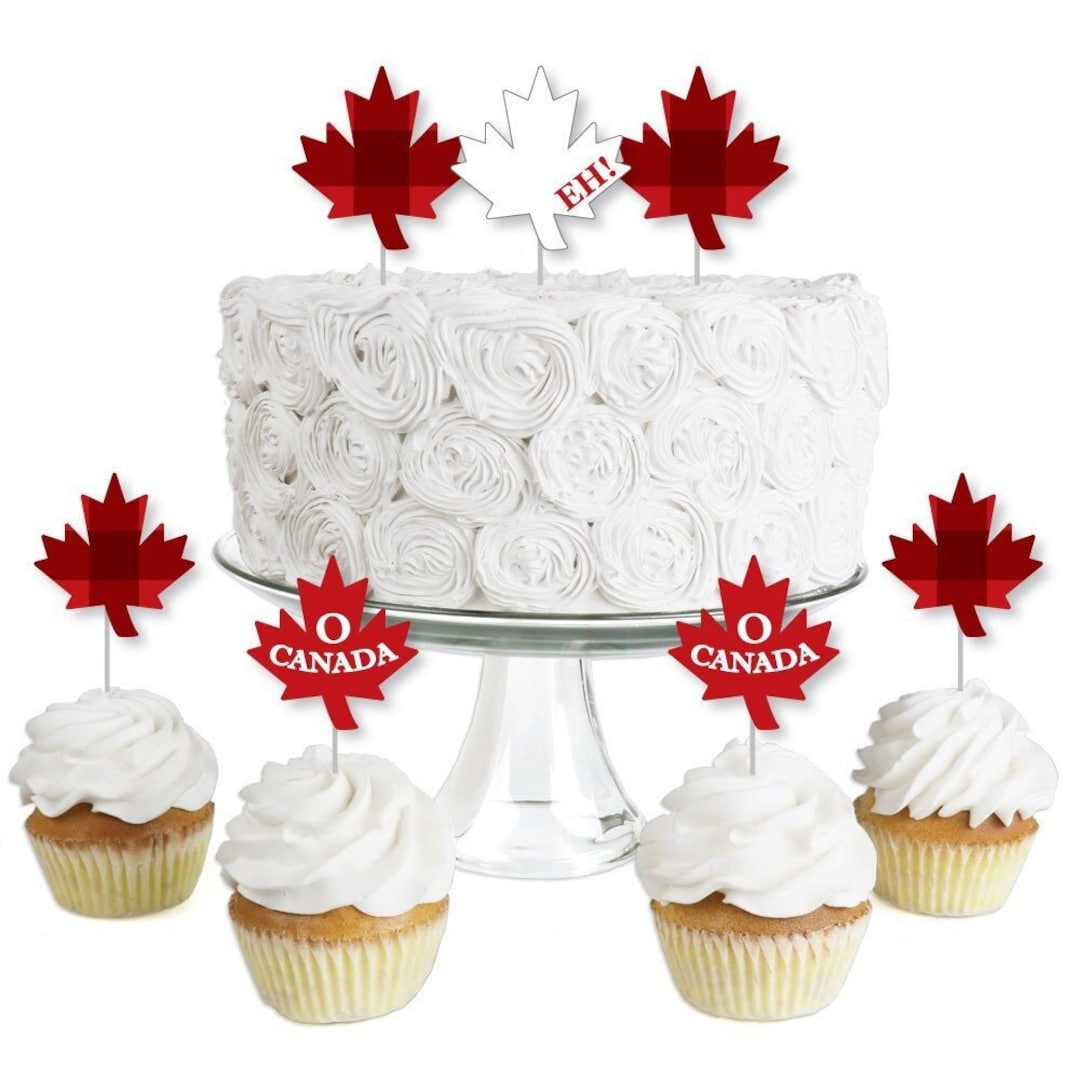 Canada Day - Dessert Cupcake Toppers - Canadian Party Clear Treat Picks ...