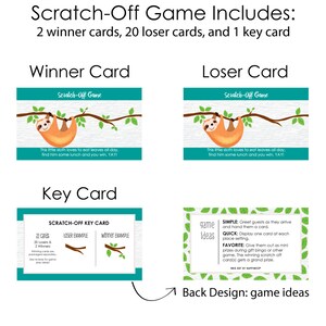 Let's Hang - Sloth - Scratch off Game - Sloth Baby Shower or Birthday ...