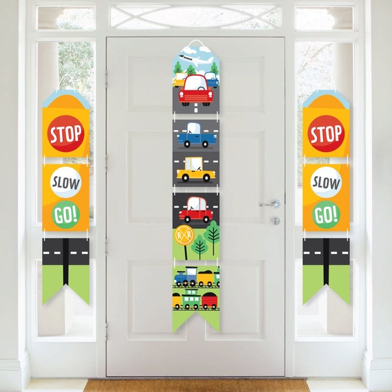 Cars, Trains, and Airplanes - Hanging Vertical Paper Door Banners ...