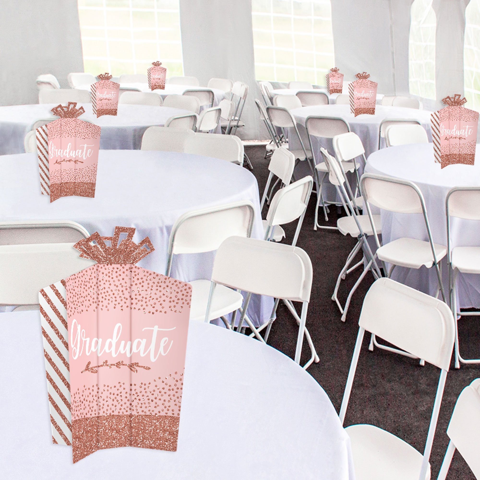 Rose Gold Grad Table Decorations Graduation Fold and Flare - Etsy