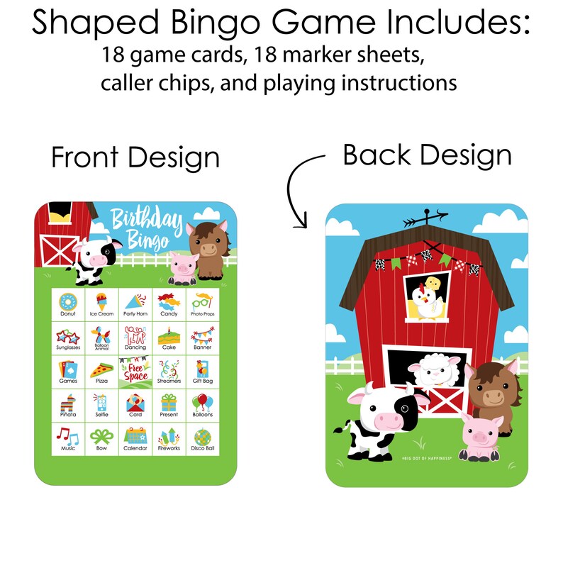 Farm Animals Picture Bingo Cards and Markers Birthday - Etsy