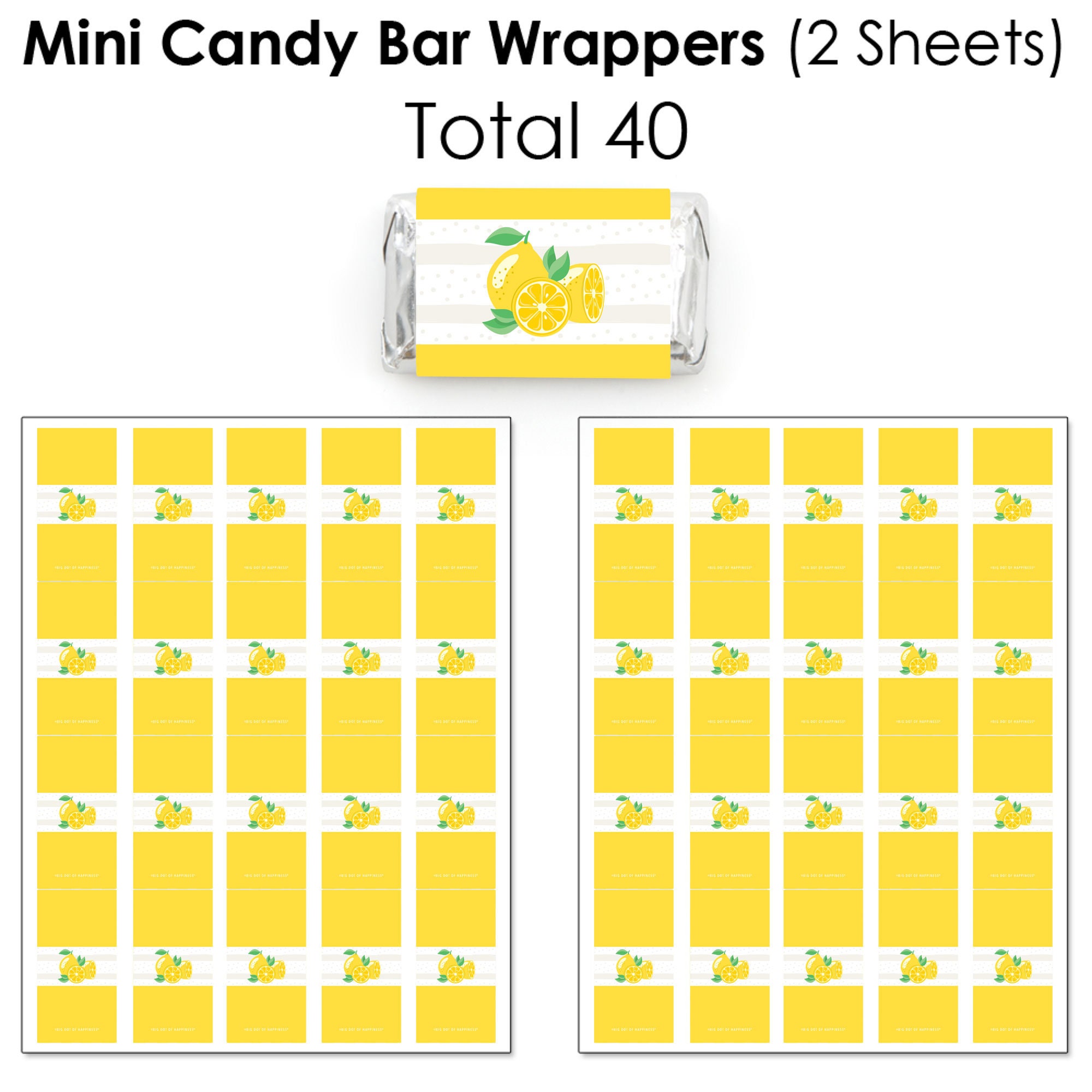 So Fresh - Lemon - Mini Candy Bar Wrappers, Round Candy Stickers and ...