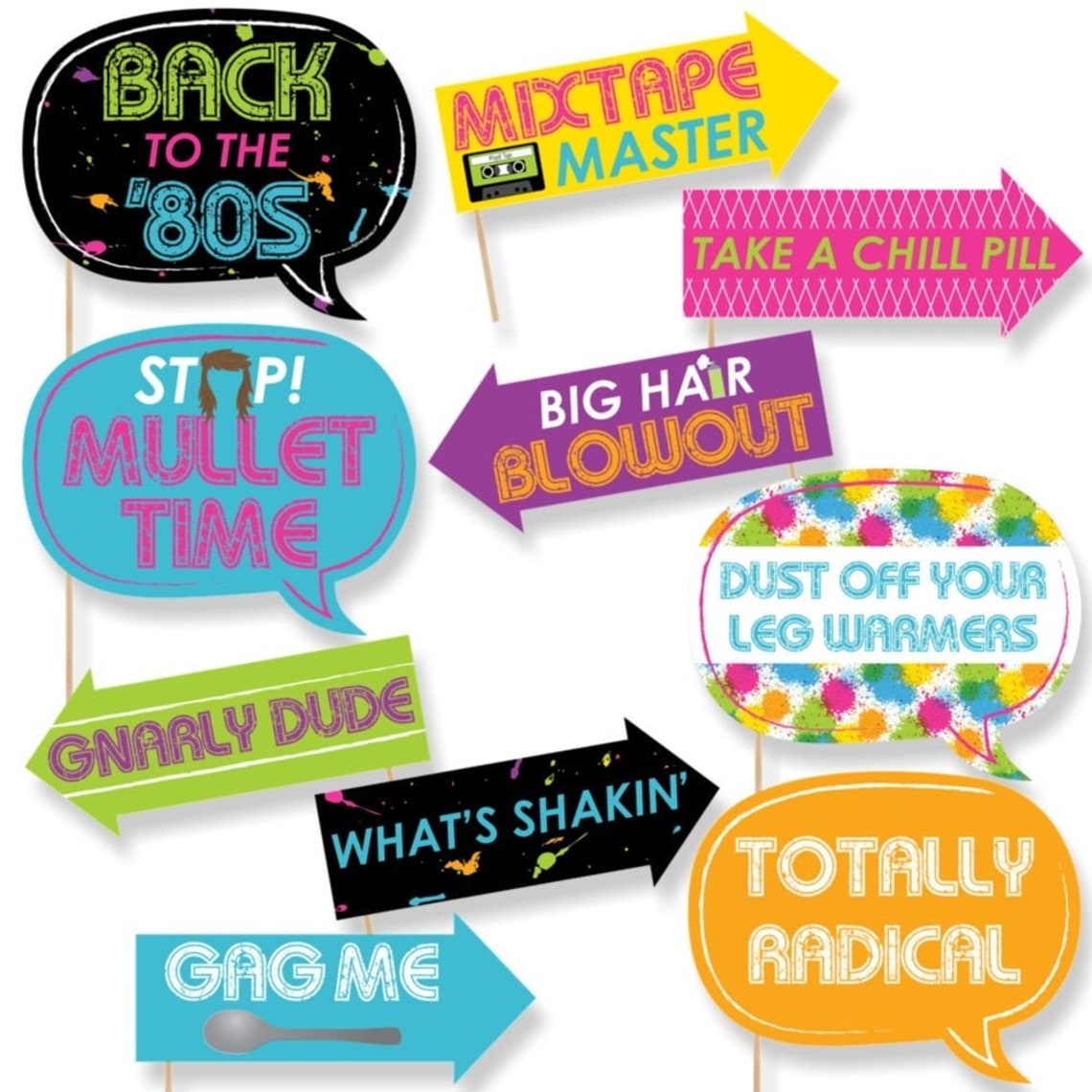 Funny 80's Retro Party Photo Booth Props - I Love the 80's Party Photo ...