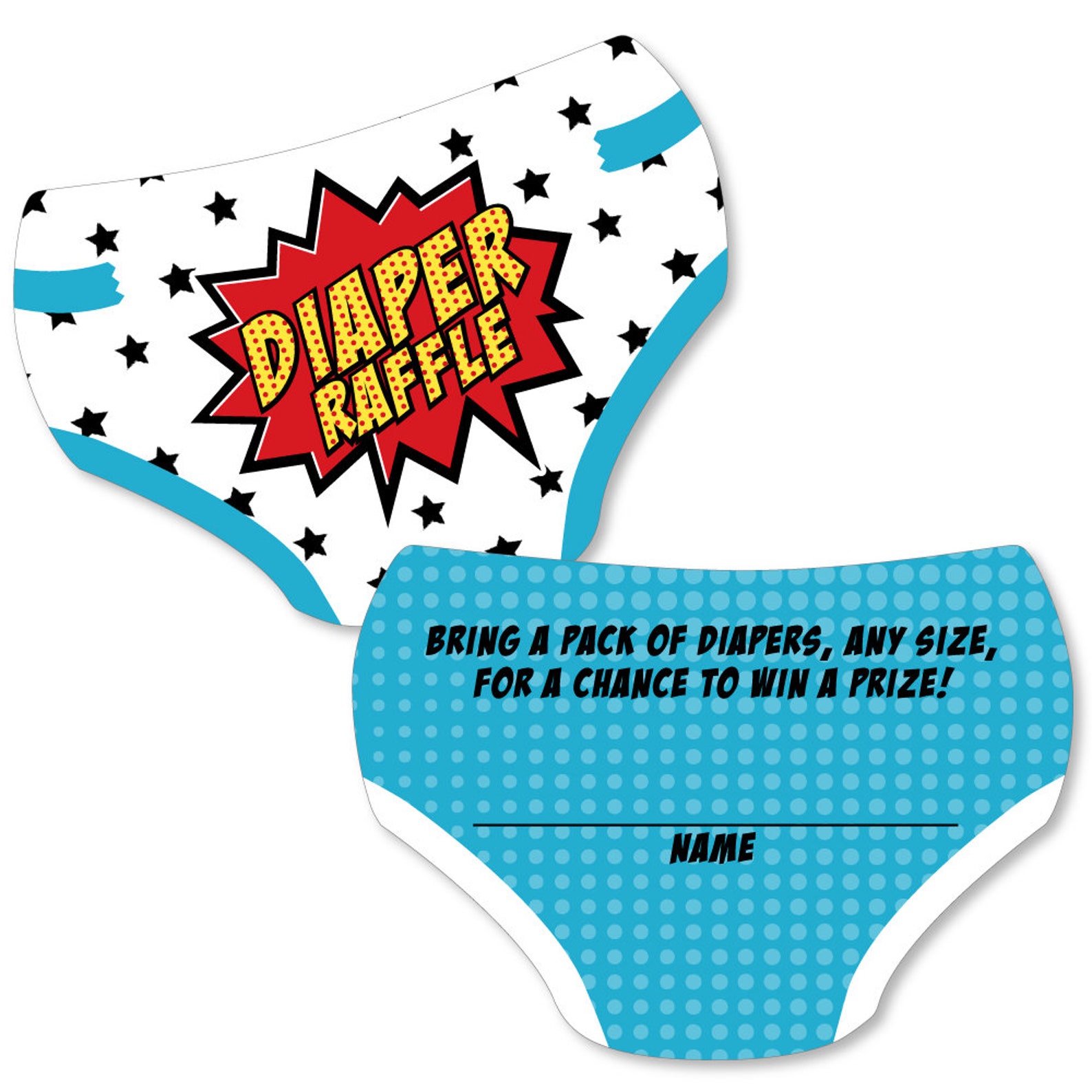 BAM Superhero Diaper Shaped Raffle Ticket Inserts Baby - Etsy