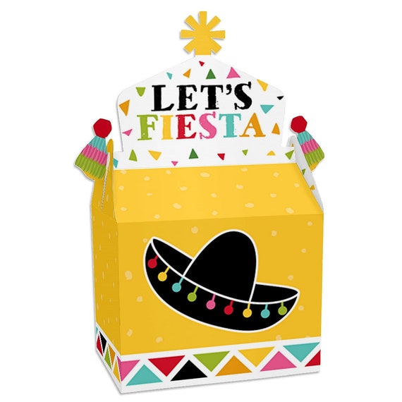 Let’s Fiesta - Treat Box Party Favors - Mexican Fiesta Goodie Gable ...