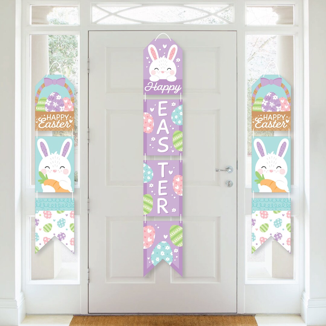 Spring Easter Bunny - Hanging Vertical Paper Door Banners - Happy ...