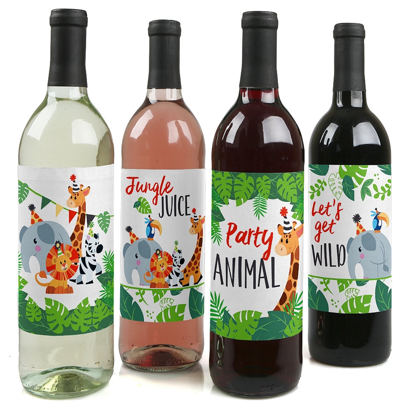Jungle Party Animals Wine Bottle Labels Safari Zoo Animal | Etsy