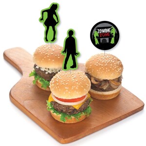 Zombie Zone Dessert Cupcake Toppers halloween or Birthday Zombie Crawl ...