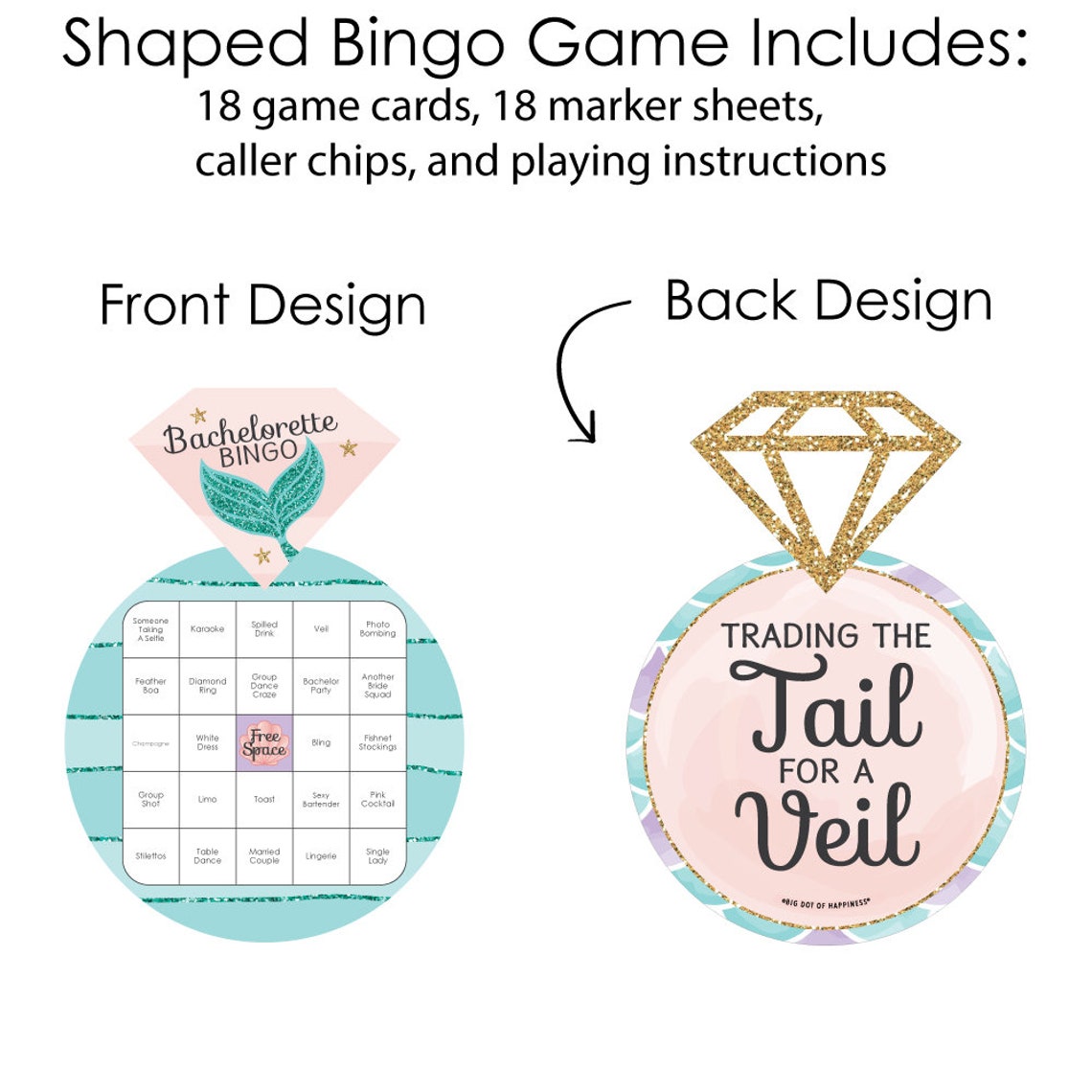 Trading the Tail for A Veil Bar Bingo Cards and Markers | Etsy