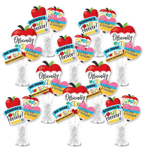 Teacher Retirement - Happy Retirement Party Centerpiece Sticks ...