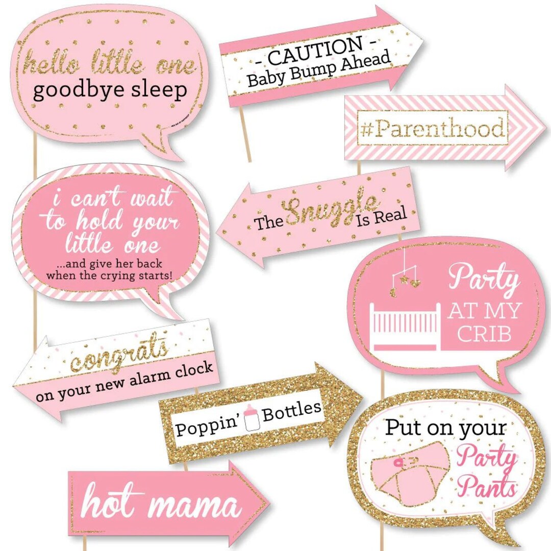 Funny Hello Little One - Pink and Gold - Photo Booth Props - Baby ...