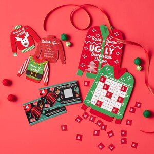 Ugly Sweater - Bar Bingo Cards and Markers - Holiday and Christmas ...