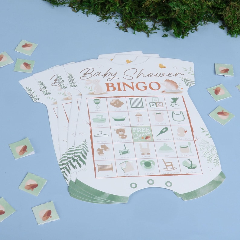 Woodland Animals Baby Shower Bingo Cards and Markers, Forest or ...