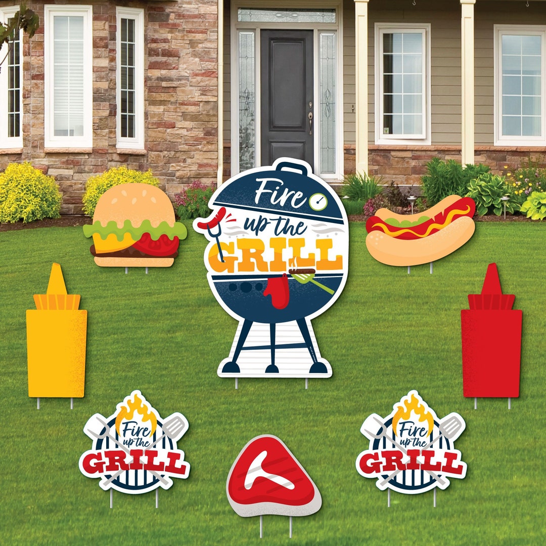 Fire up the Grill - Yard Sign and Outdoor Lawn Decorations - Summer BBQ ...