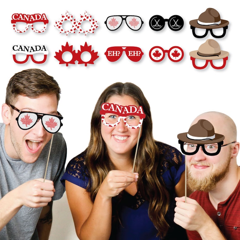 Canada Day - Photo Booth Accessories - Fun Selfie Canadian Party Card ...