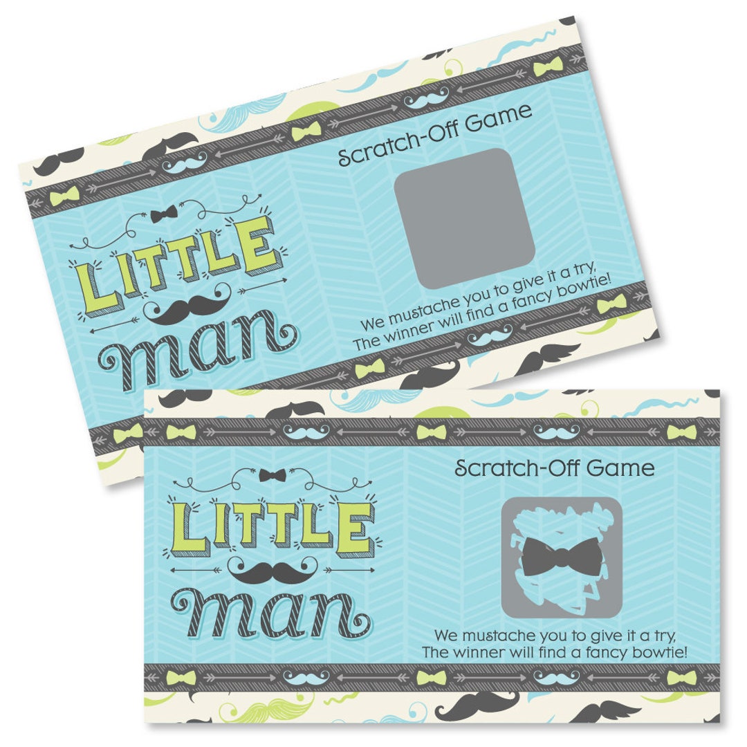 Dashing Little Man Mustache Party Baby Shower or Birthday Party Scratch ...