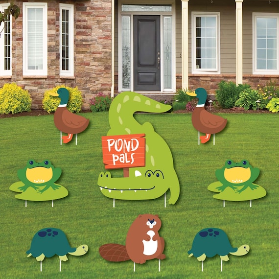 Pond Pals - Yard Sign and Outdoor Lawn Decorations - Frog, Alligator ...