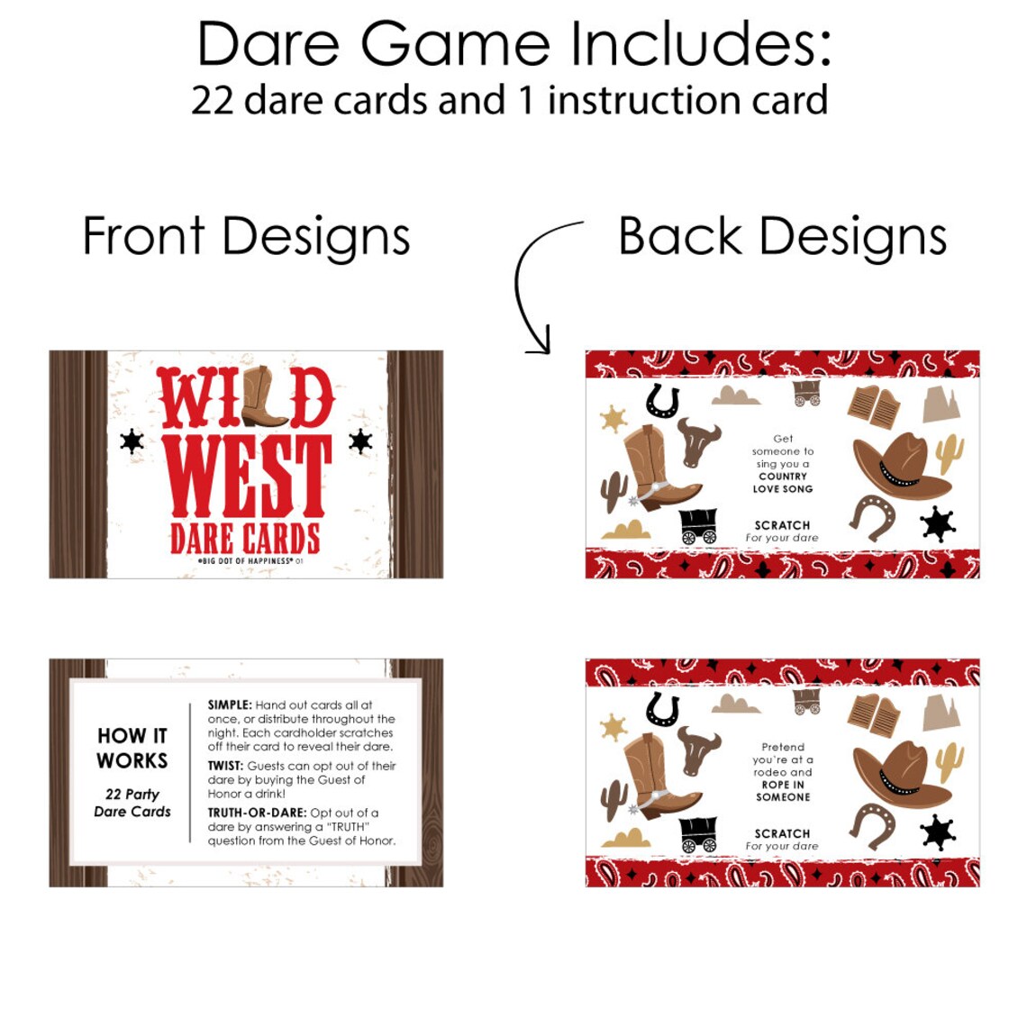 Western Hoedown Wild West Cowboy Party Game Scratch off Dare - Etsy
