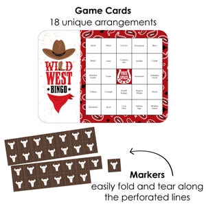 Western Hoedown - Bar Bingo Cards and Markers - Wild West Cowboy Party ...