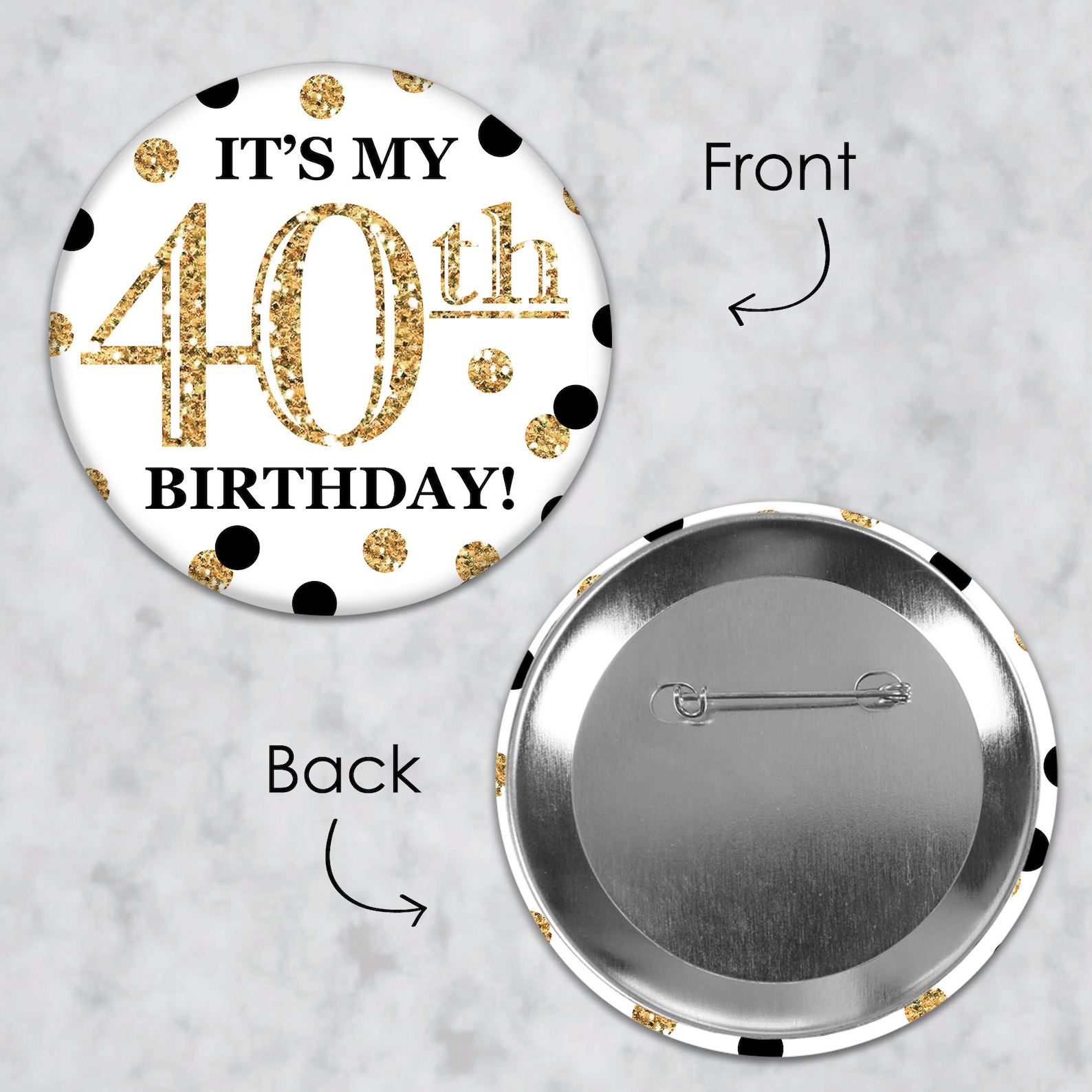 Adult 40th Birthday Gold 3 Inch Birthday Party Badge - Etsy