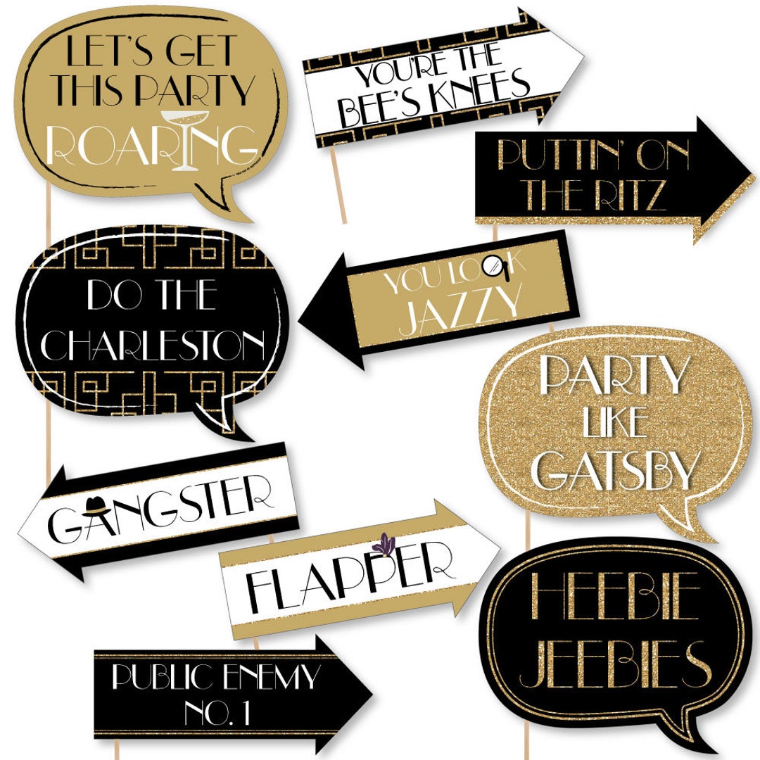 Funny Roaring 20's Party Photo Booth Props - Great Gatsby Photo Booth ...