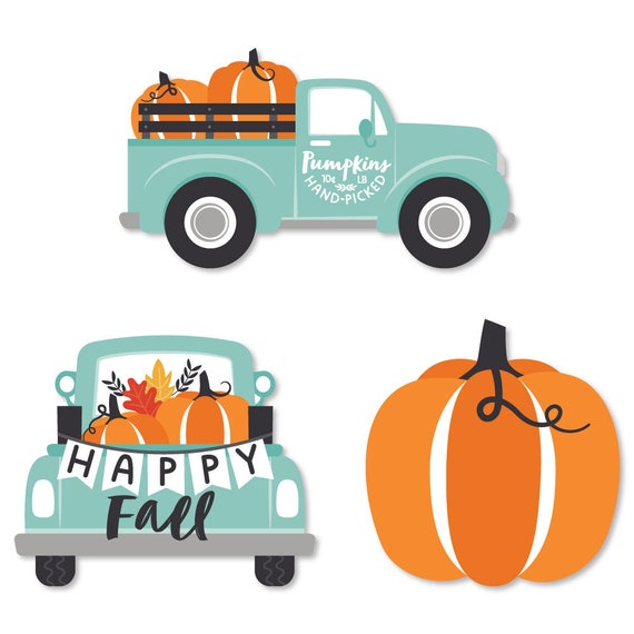 Happy Fall Truck DIY Shaped Harvest Pumpkin Party Cut-outs | Etsy