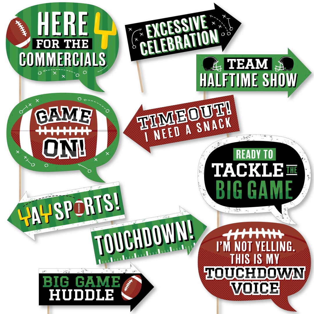 Funny the Big Game - Football Party Photo Booth Props Kit - 10 Piece - Etsy