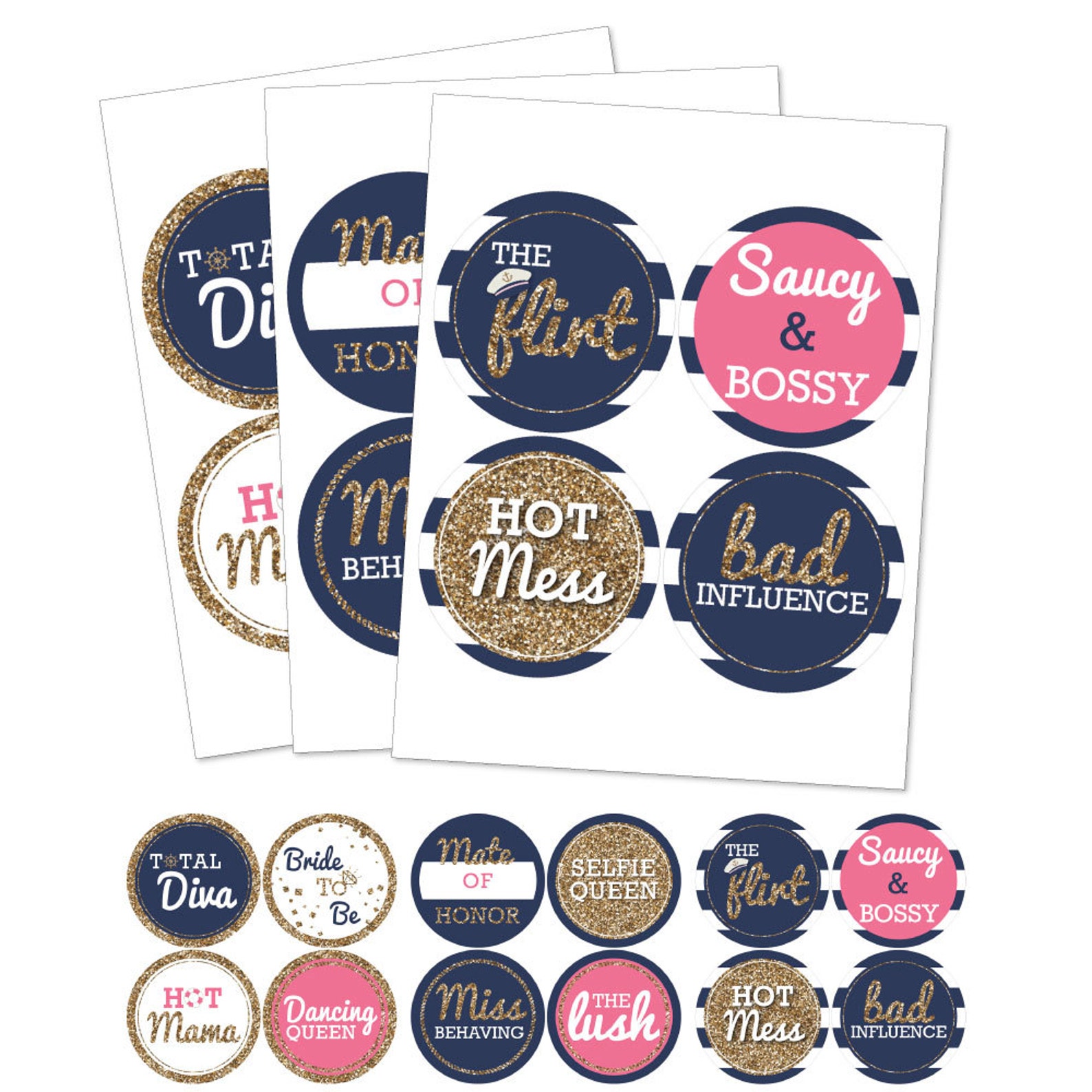 Bachelorette Party Name Badges Set of 12 Last Sail Before | Etsy