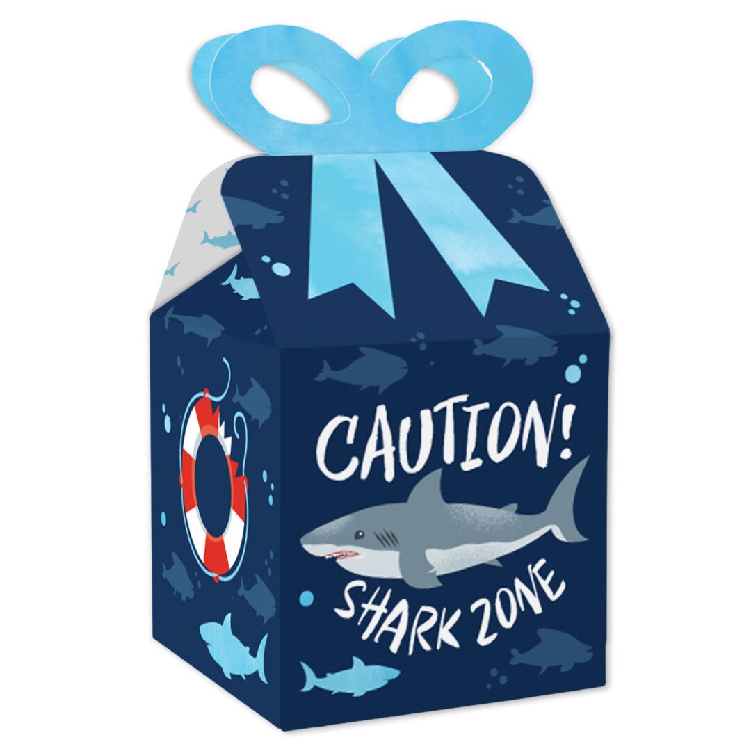 Shark Zone - Square Favor Gift Boxes - Jawsome Shark Party or Birthday ...