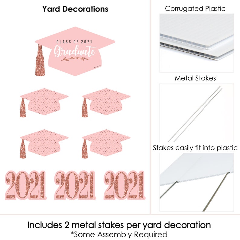 Rose Gold Grad Yard Sign & Outdoor Lawn Decorations 2021 | Etsy