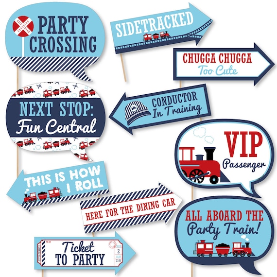 Funny Railroad Crossing Party Photo Booth Props - Steam Train Birthday ...