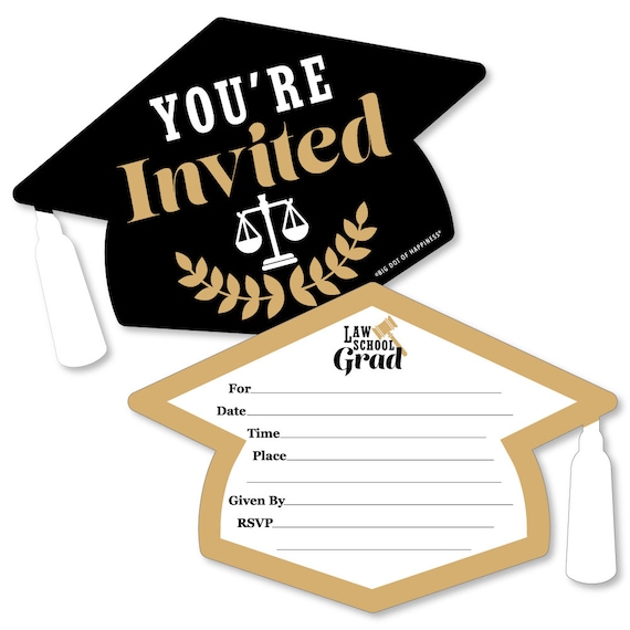 Law School Grad - Shaped Fill-In Invitations - Future Lawyer Graduation ...