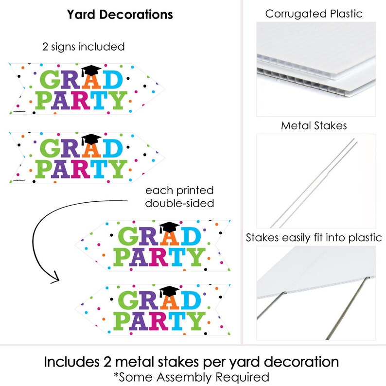 Hats Off Grad Graduation Party Sign Arrow Double Sided | Etsy