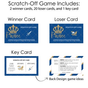 Royal Prince Charming - Baby Shower or Birthday Party Game Scratch off ...