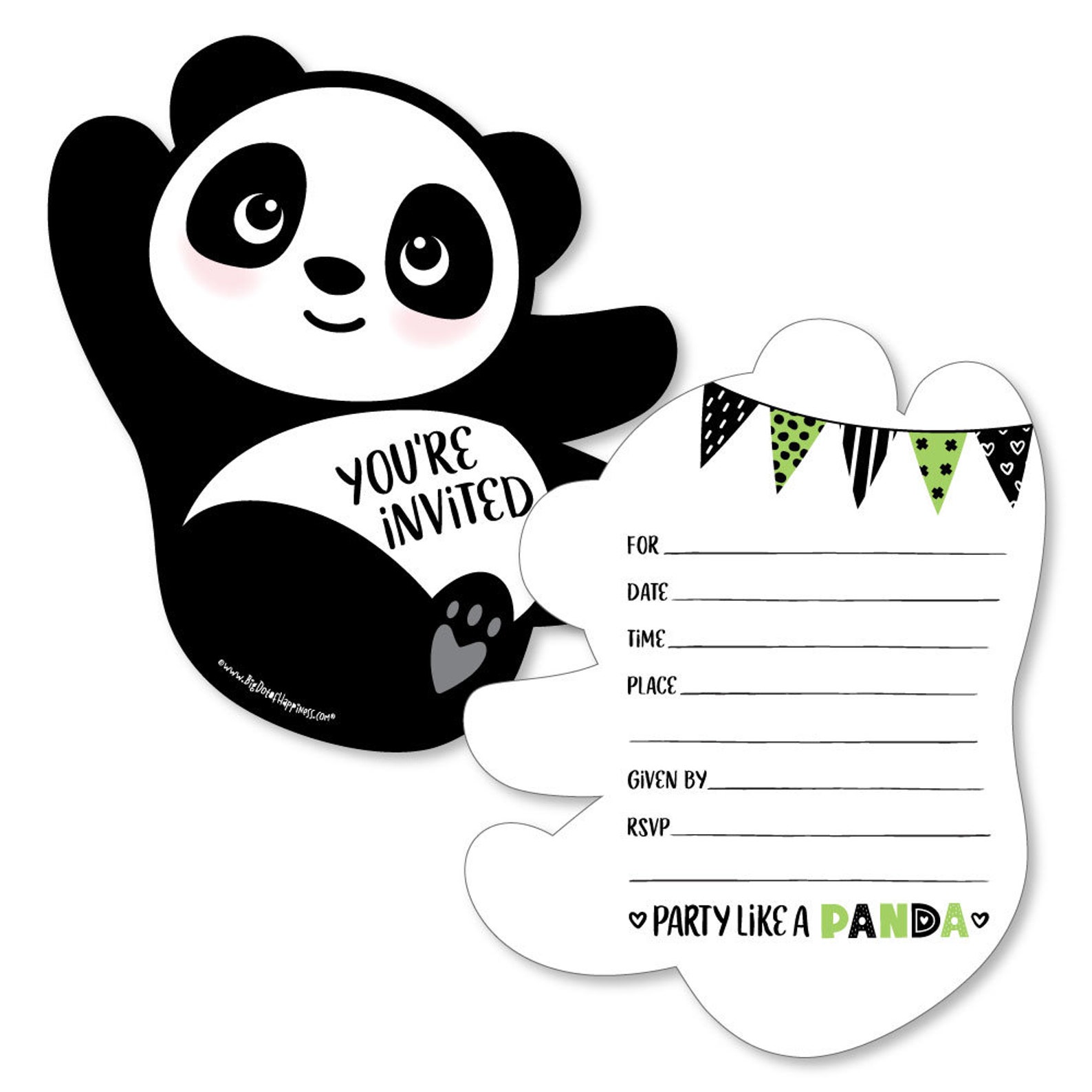 Party Like a Panda Bear Shaped Fill-in Invitations Panda - Etsy
