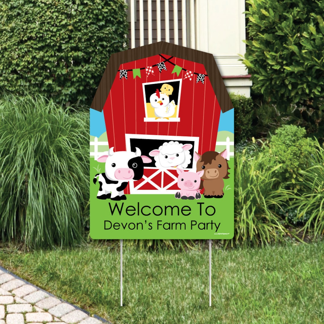 Farm Animals Welcome Sign - Birthday Party or Baby Shower Outdoor Lawn ...