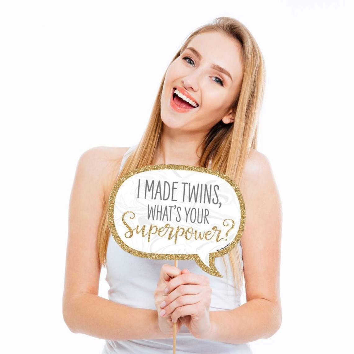 Funny It's Twins - Gold - Photo Booth Props - Twins Baby Shower Photo ...