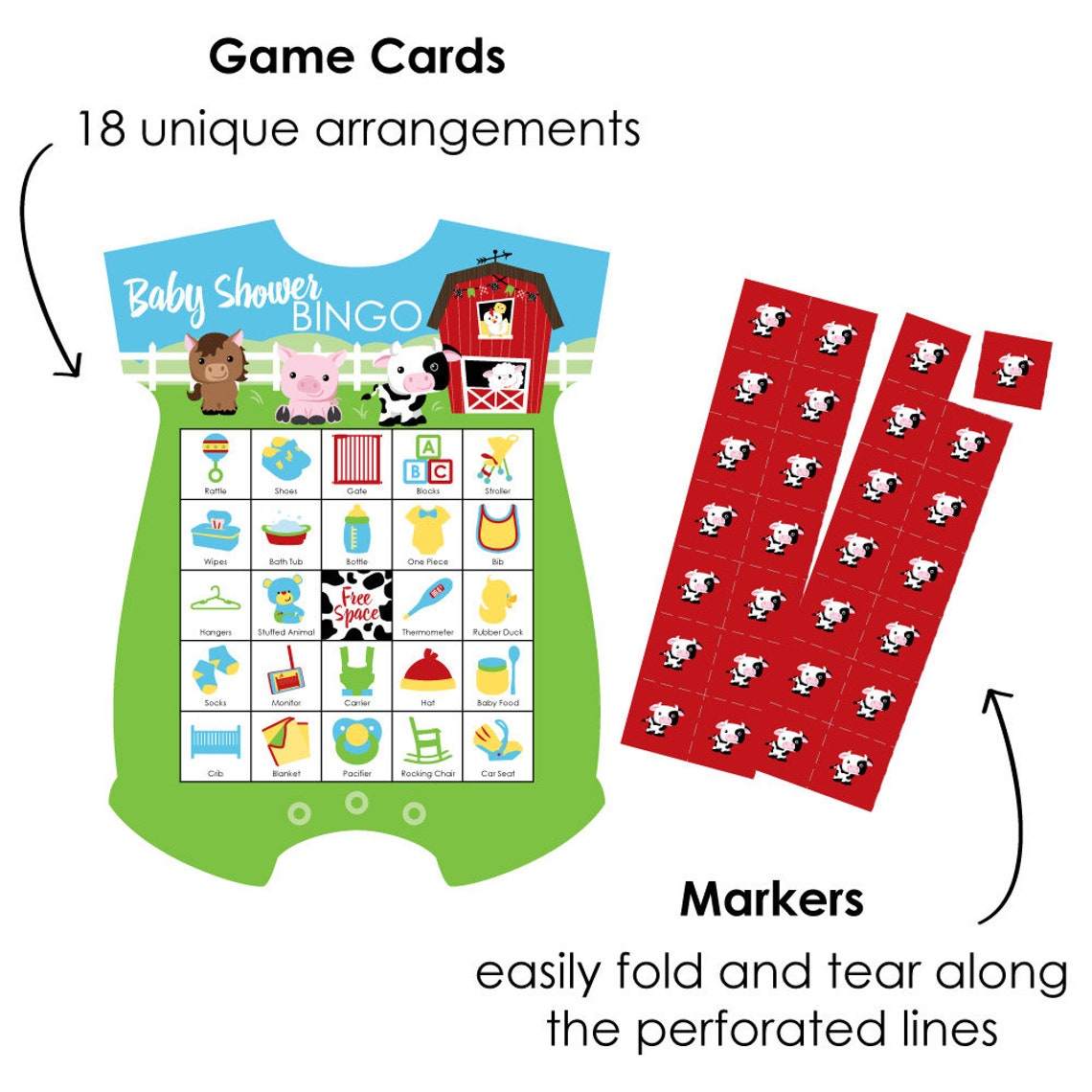 Farm Animals Picture Bingo Cards and Markers Barnyard Baby - Etsy