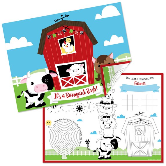 Farm Animals - Paper Barnyard Birthday Party Coloring Sheets - Activity ...