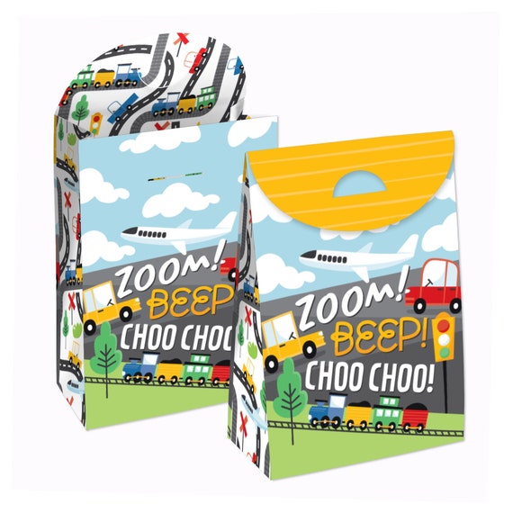 Cars, Trains, and Airplanes - Transportation Birthday Gift Favor Box ...