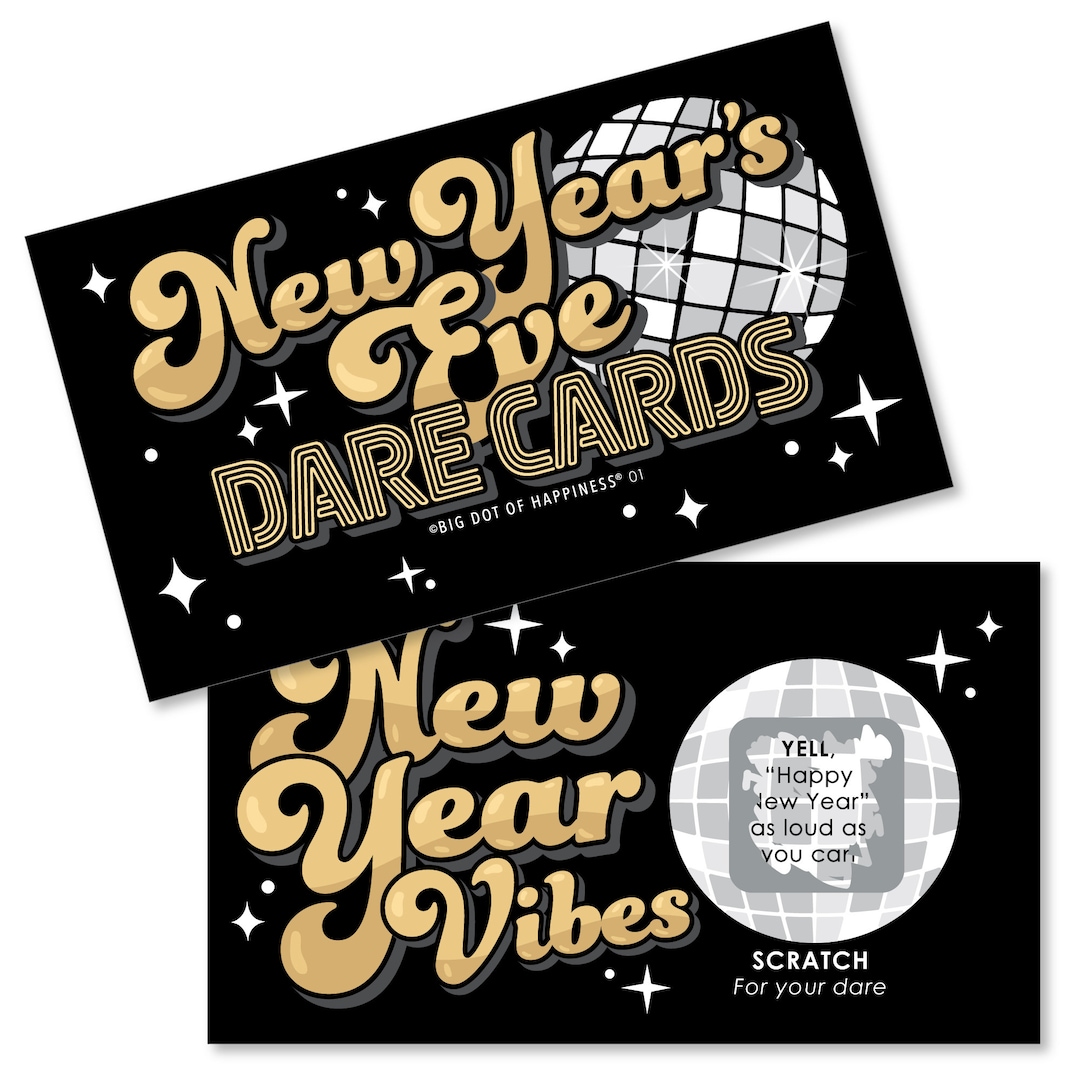 Disco New Year - Groovy NYE Party Game Scratch off Dare Cards - 22 ...