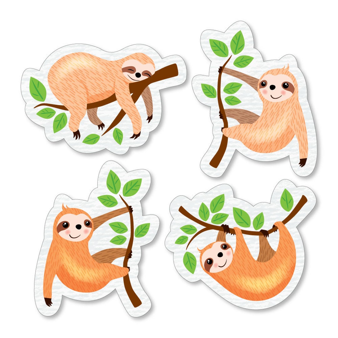 Let's Hang - Sloth - DIY Shaped Paper Cut Outs - Sloth Baby Shower or ...