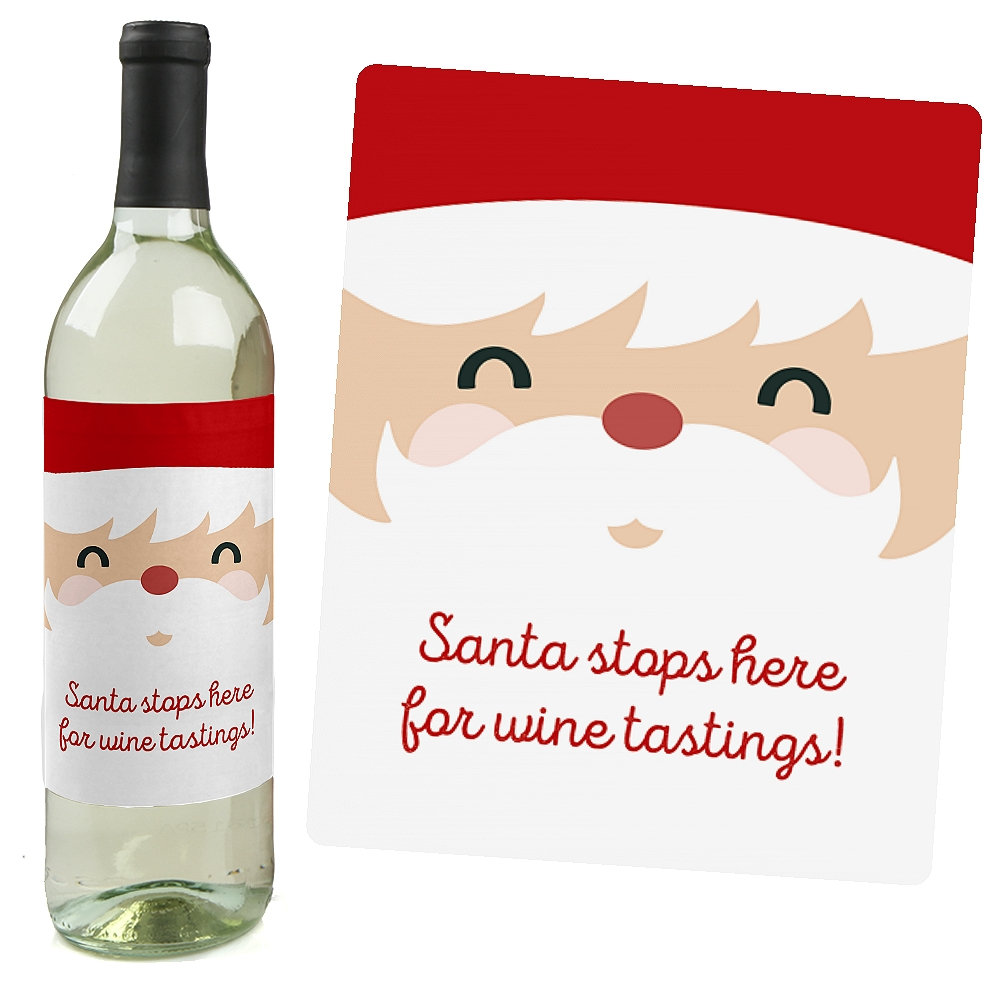 Funny Jolly Santa Claus Holiday Wine Bottle Labels for | Etsy