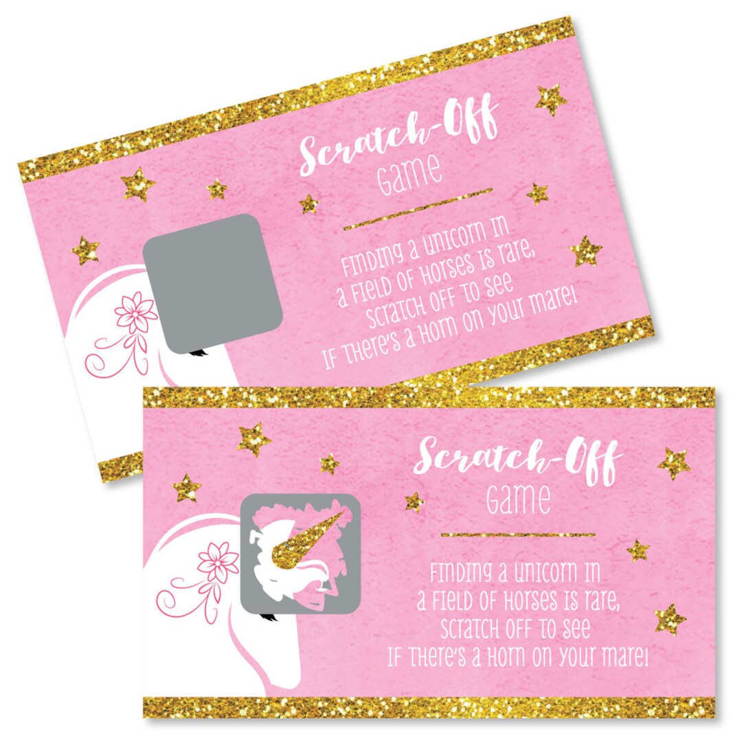 Rainbow Unicorn - Scratch off Game - Magical Unicorn Baby Shower or ...